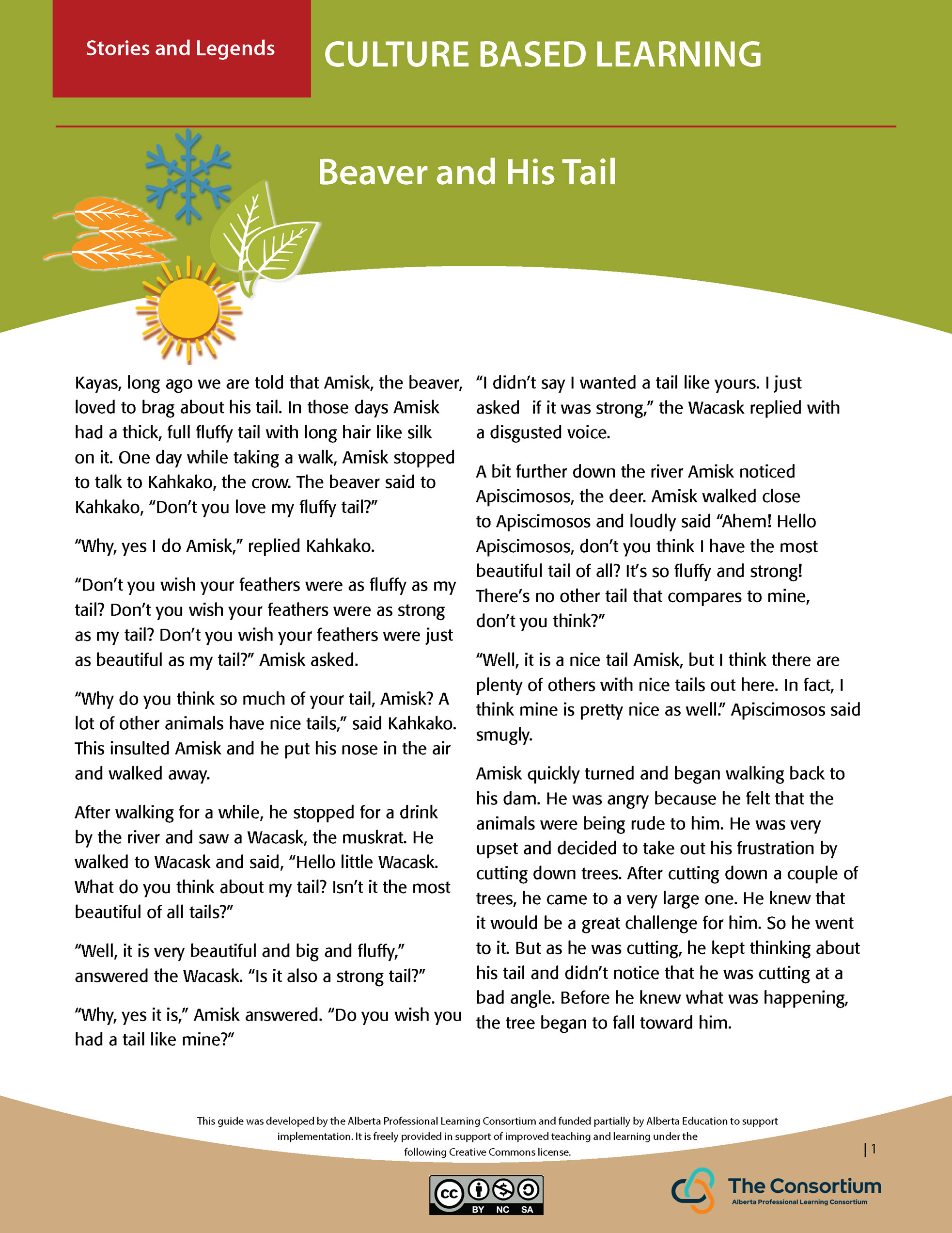 Creation Stories – Animal Features | Indigenous Culture Based Learning ...